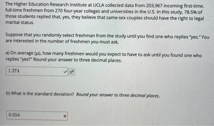 Solved The Higher Education Research Institute at UCLA | Chegg.com