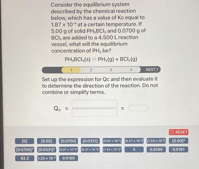 Solved Consider the equilibrium system described by the | Chegg.com