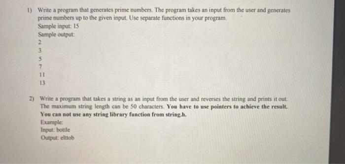 Solved D) Write a program that generates prime numbers. The | Chegg.com