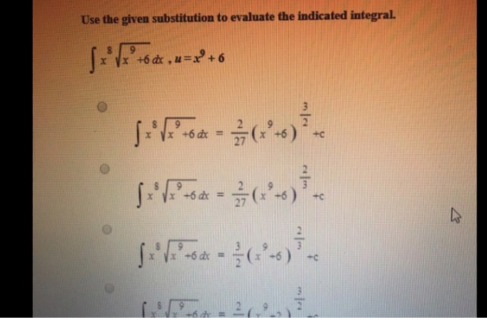Solved Use the given substitution to evaluate the indicated | Chegg.com