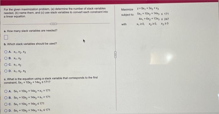 Solved For the given maximization problem, (a) determine the | Chegg.com