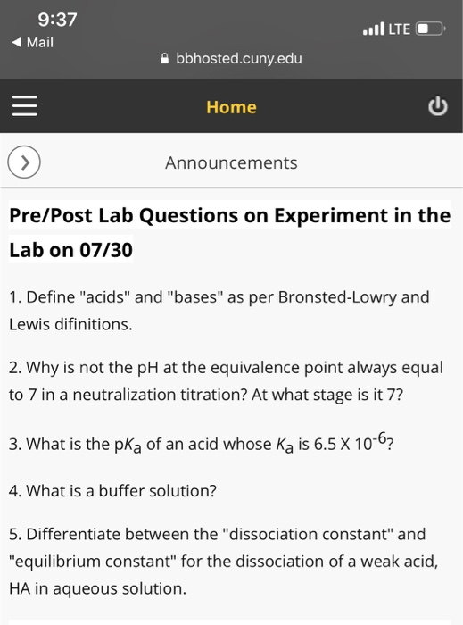 Solved 9:37 Mail villLTE bbhosted.cuny.edu Home | Chegg.com