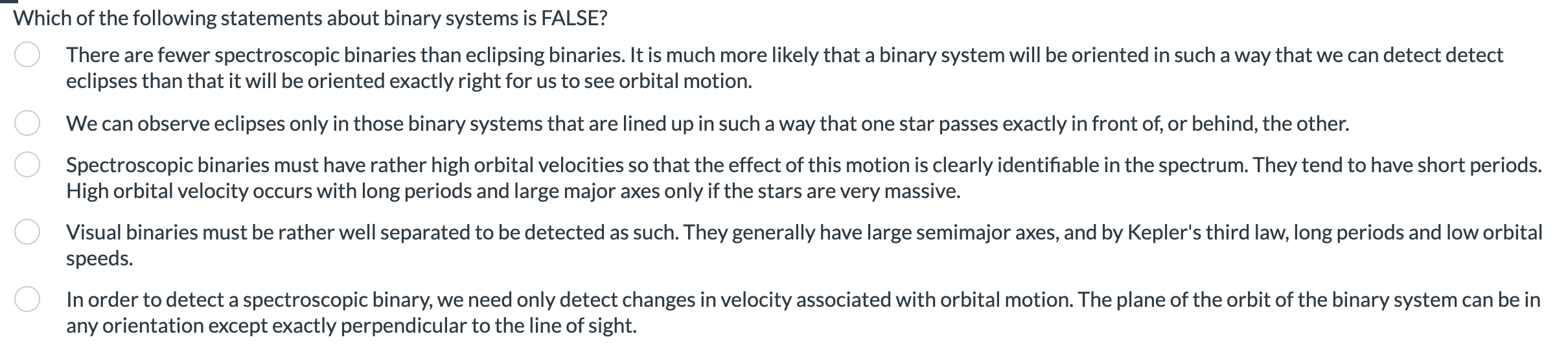 Solved Which of the following statements about binary | Chegg.com