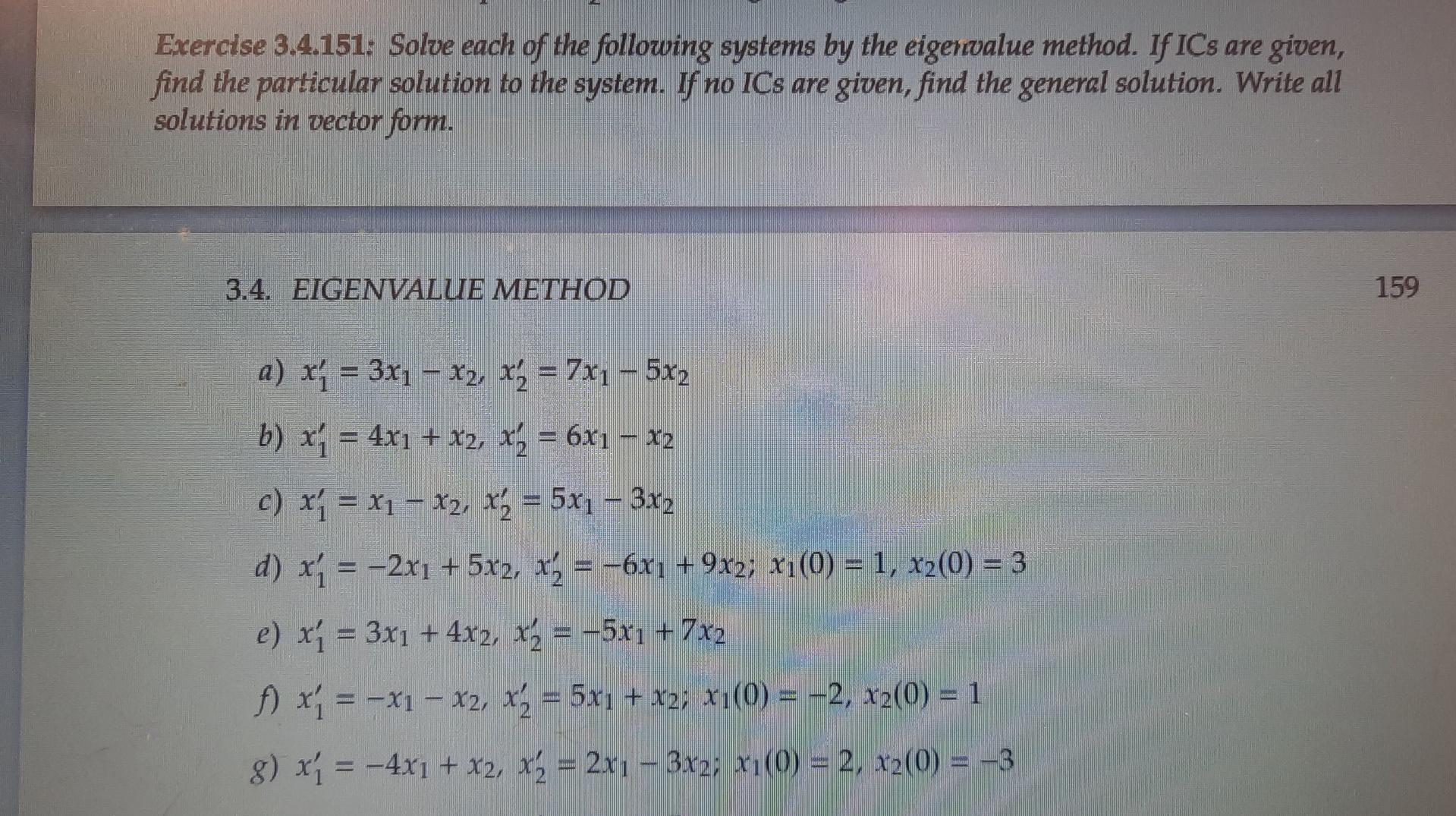 Solved Exercise 3.4.151: Solve each of the following systems | Chegg.com