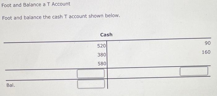 Solved Foot and Balance a T Account Foot and balance the | Chegg.com