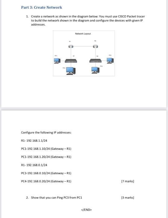 Solved Part 3: Create Network 1. Create a network as shown | Chegg.com