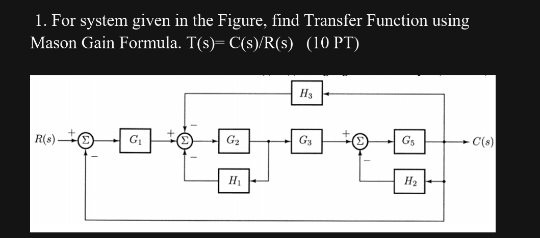 Solved For system given in the Figure, find Transfer | Chegg.com