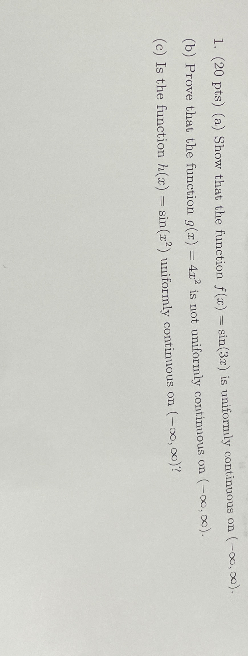 Solved (20 ﻿pts) (a) ﻿Show that the function f(x)=sin(3x) | Chegg.com
