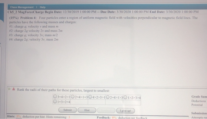 Solved Class Management | Help Ch5_2 MagForceCharge Begin | Chegg.com