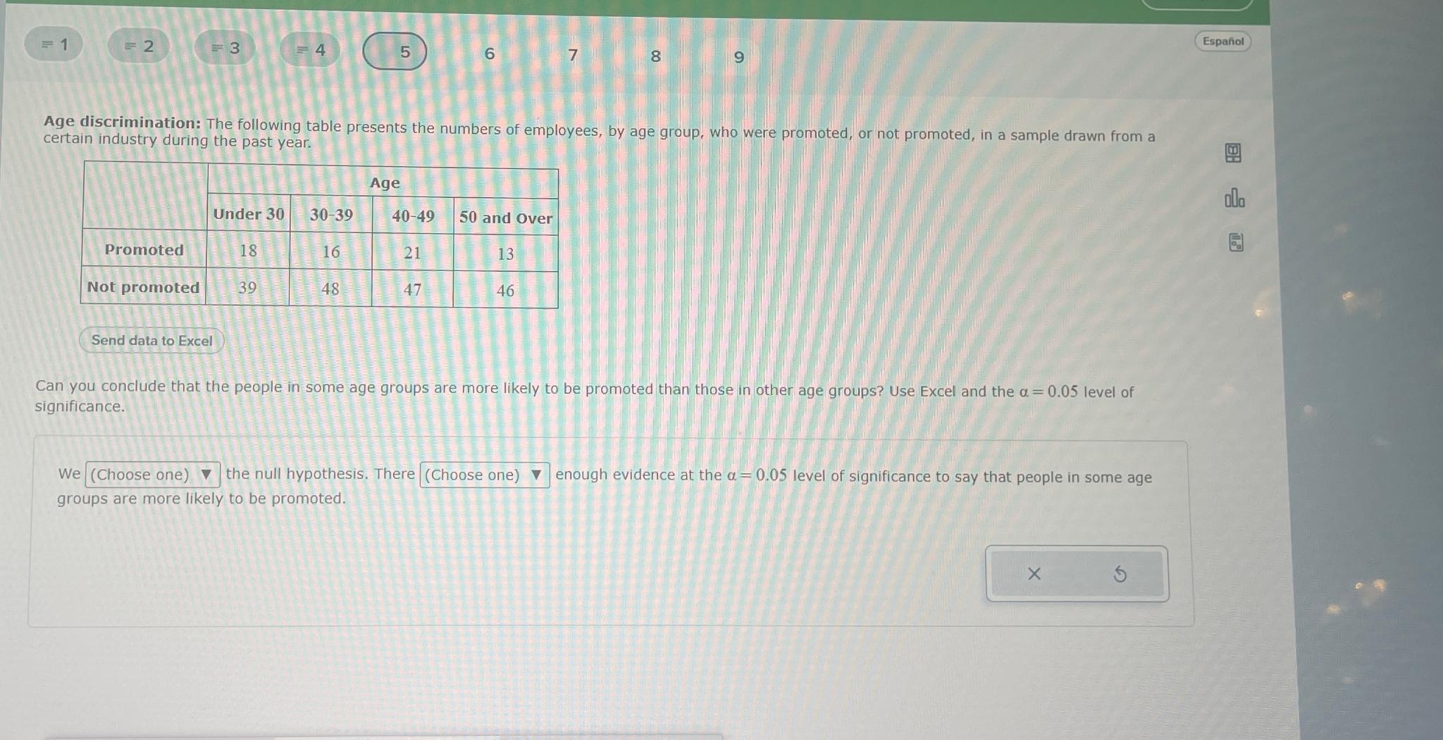 Solved =1=2=3=46789Age discrimination: The following table | Chegg.com