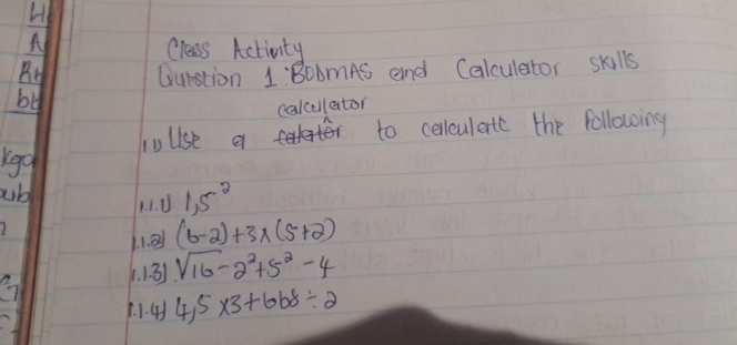 Solved class activityQuestion 1 ﻿BODmAs and Calculator | Chegg.com