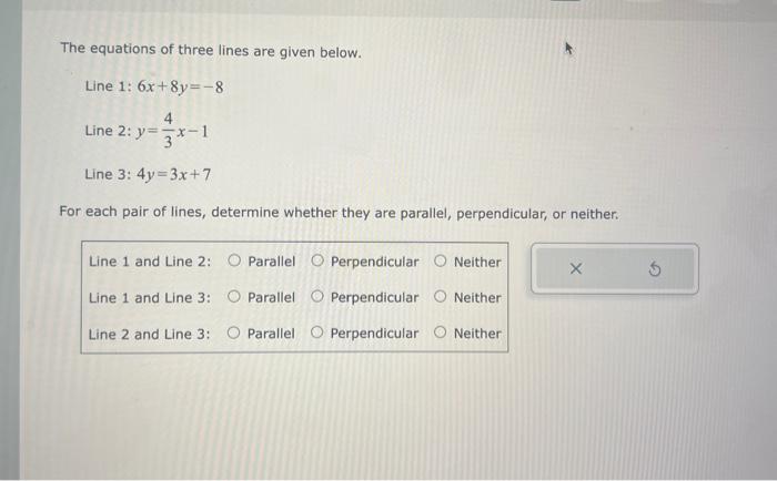 Solved The equations of three lines are given below. Line 1: | Chegg.com
