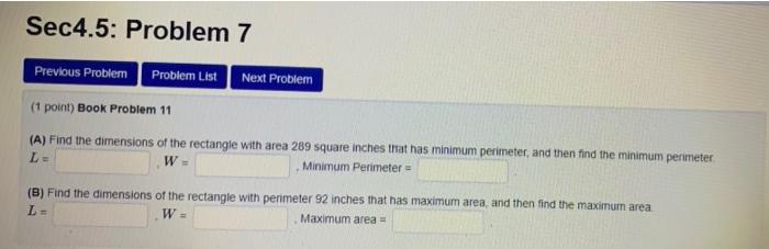 Solved Sec4.5: Problem 7 Previous Problem Problem List Next | Chegg.com Solved Sec4.5: Problem 7 Previous Problem Problem List Next | Chegg.com