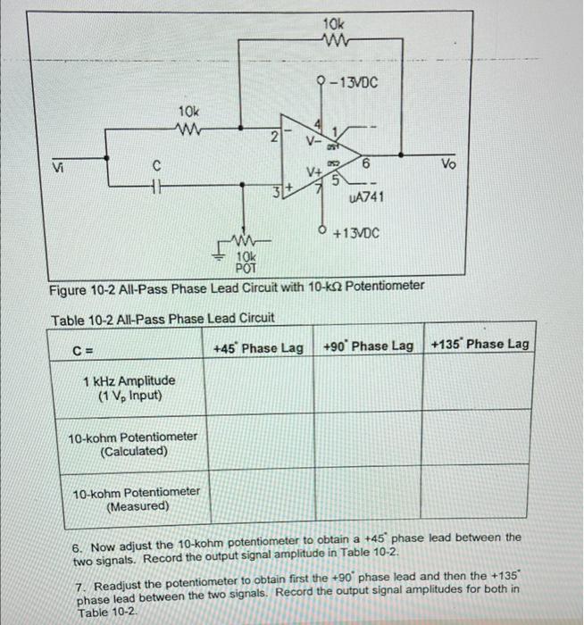 Solved All-Pass Phase Lead Circuit. 1. Review Figure 10-2 | Chegg.com