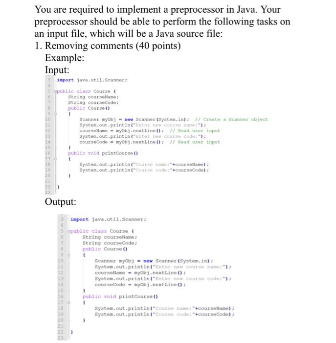 Solved You are required to implement a preprocessor in Java. | Chegg.com