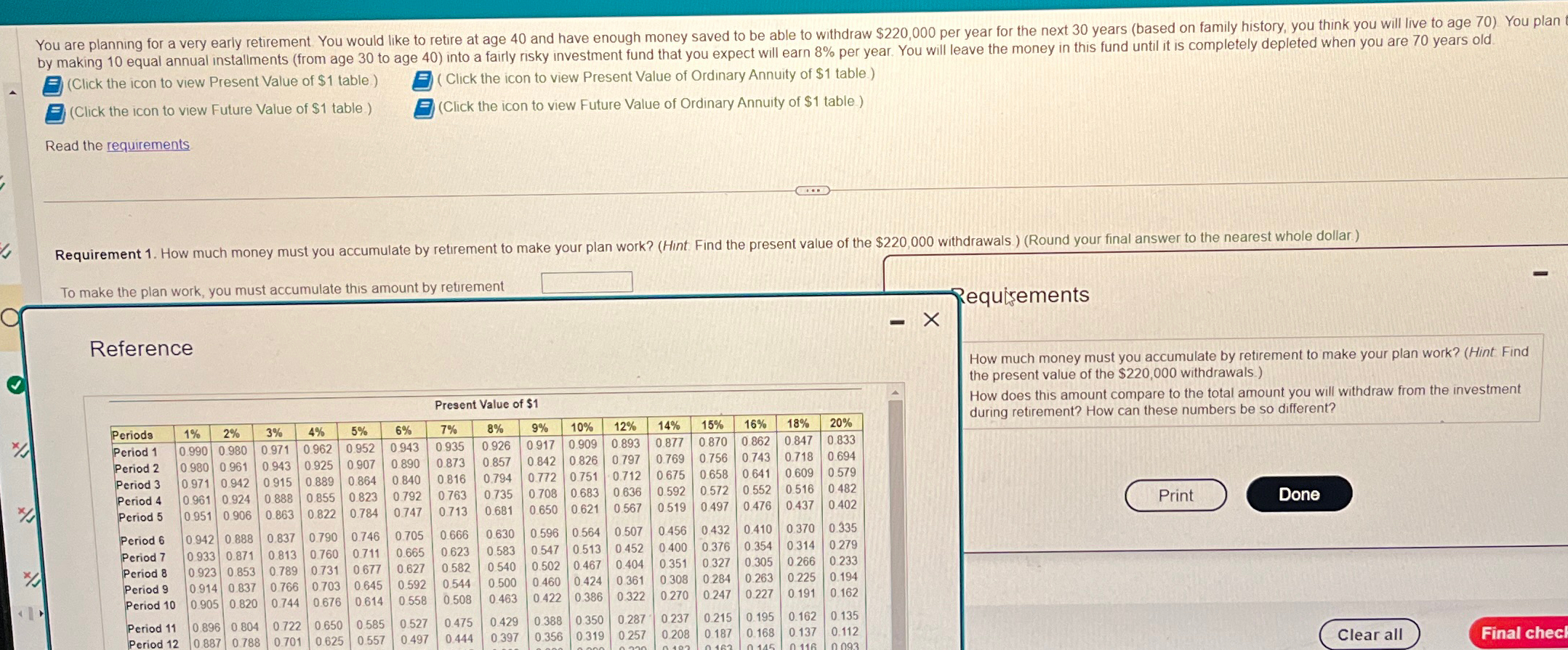 (Click the icon to view Present Value of $1 ﻿table | Chegg.com