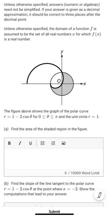 Solved Unless otherwise specified, answers (numeric or | Chegg.com