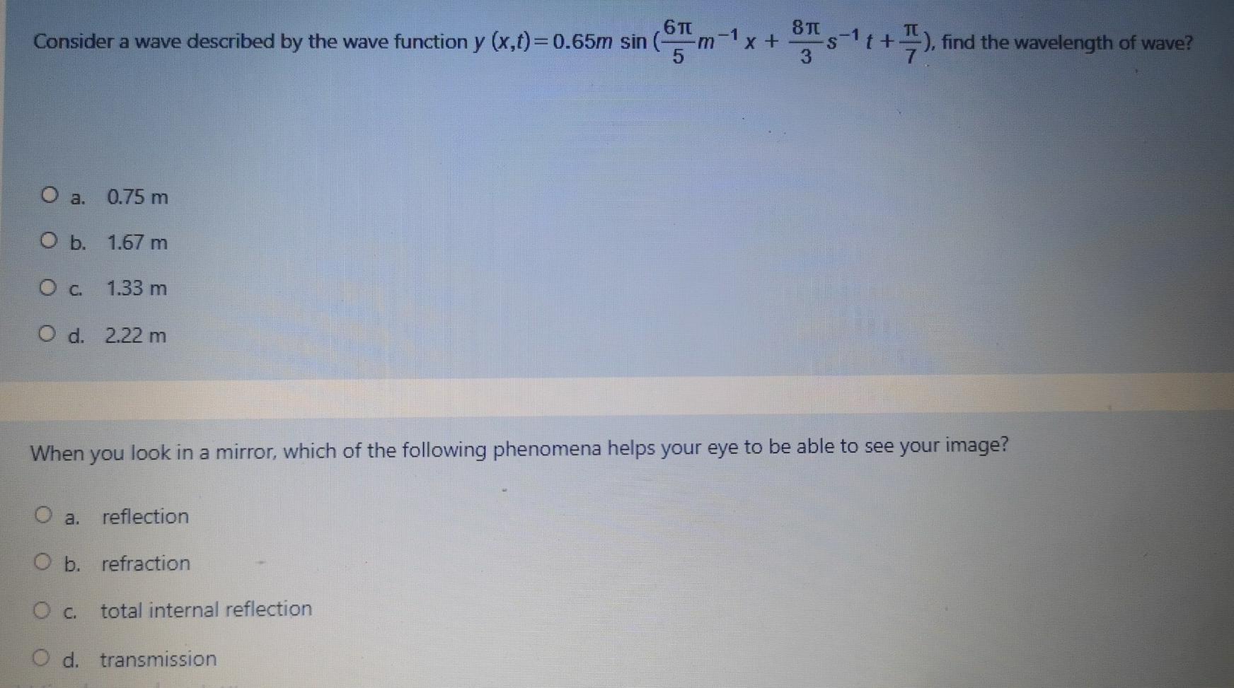 Solved 6T Consider a wave described by the wave function y | Chegg.com