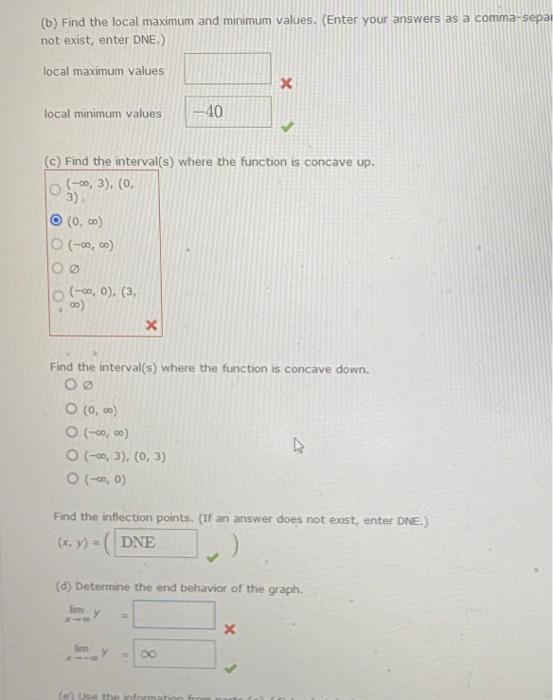 Solved (b) Find the local maximum and minimum values. (Enter | Chegg.com