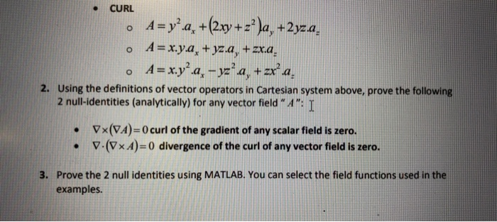 Solved CURL o A=y.a, + (2xy + z la, +2yz.a, o A=x.y.a, + | Chegg.com