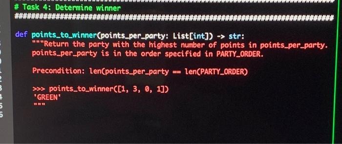 Solved Task 4: Determine winner Most of the vote data | Chegg.com