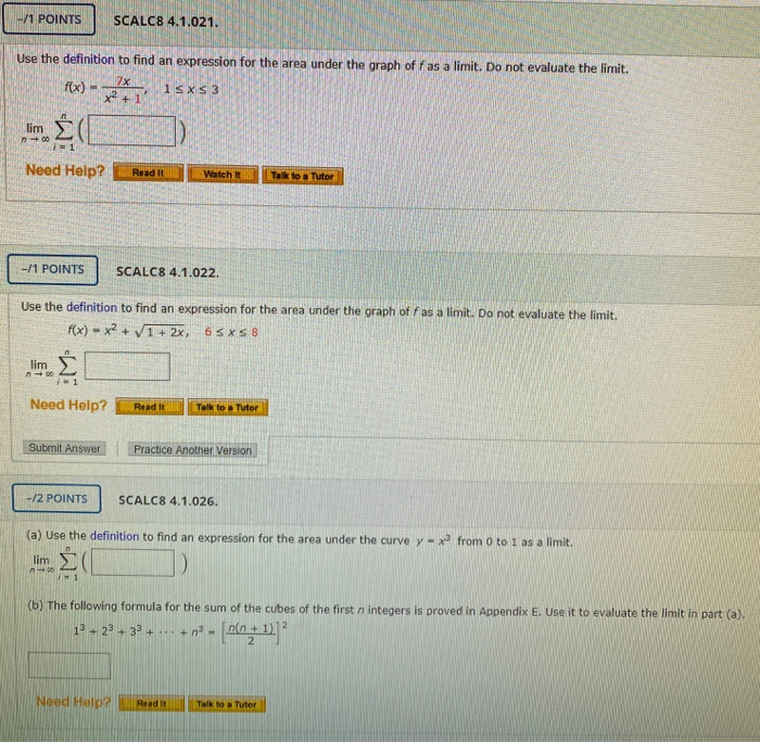 Solved 11 POINTS SCALC8 4.1.021. Use the definition to find | Chegg.com