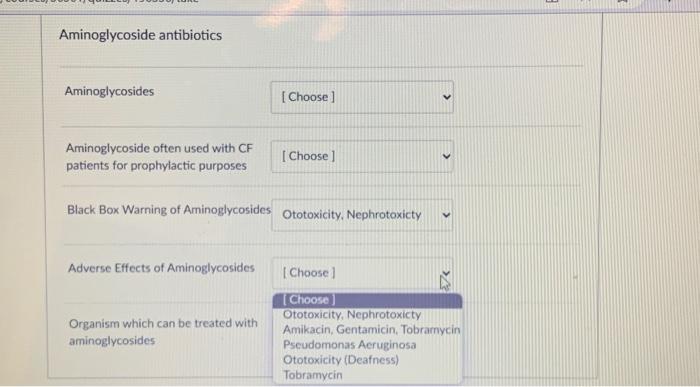Solved Aminoglycoside antibiotics Aminoglycosides | Chegg.com