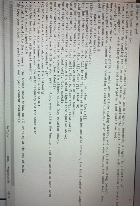 Untitled - Notepad Eile Edit Format View Help You | Chegg.com