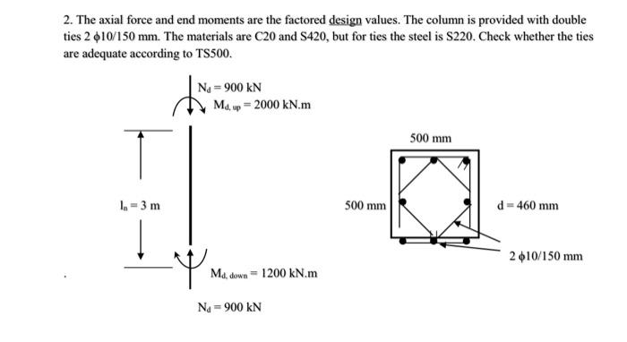 Solved 2. The axial force and end moments are the factored | Chegg.com