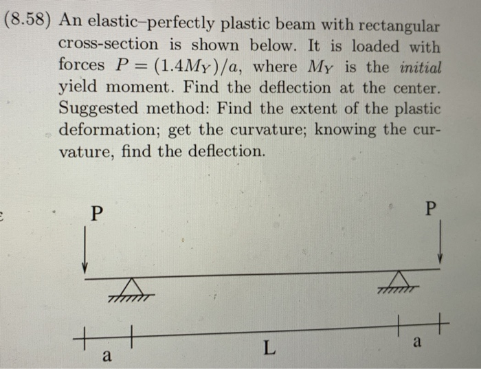 Solved (8.58) An elastic-perfectly plastic beam with | Chegg.com