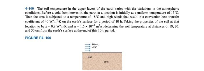 Solved 4-100 The soil temperature in the upper layers of the | Chegg.com