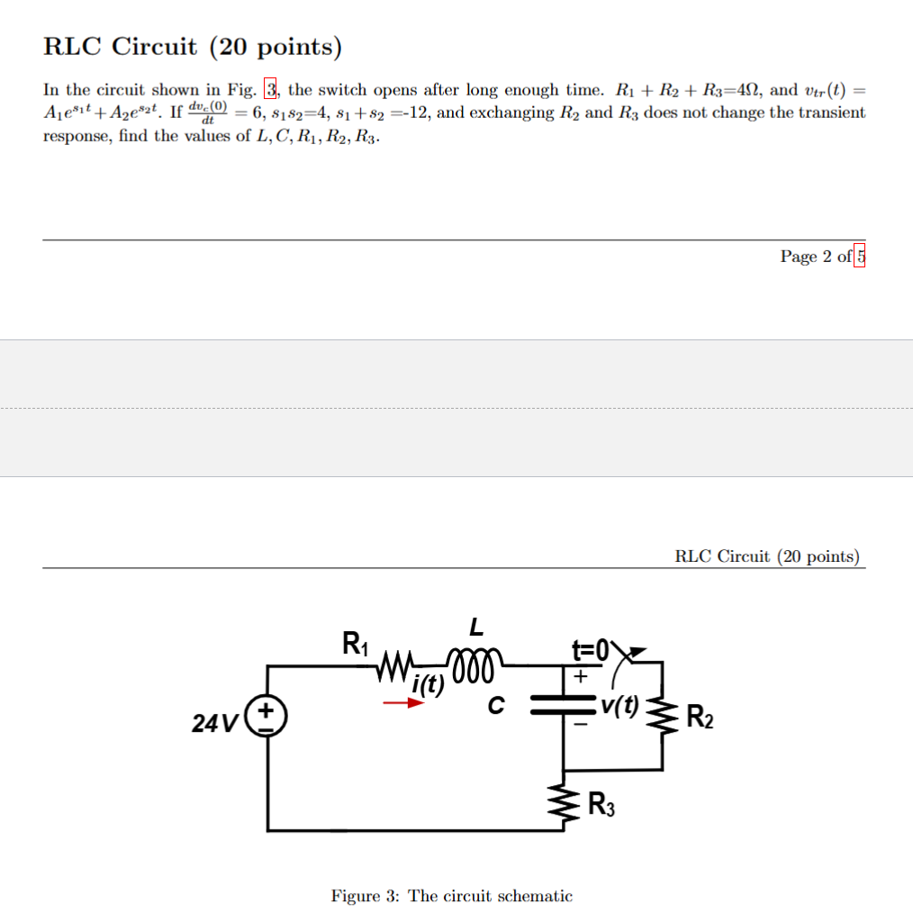 RLC ﻿Circuit (20 ﻿points)In ﻿the circuit shown in | Chegg.com