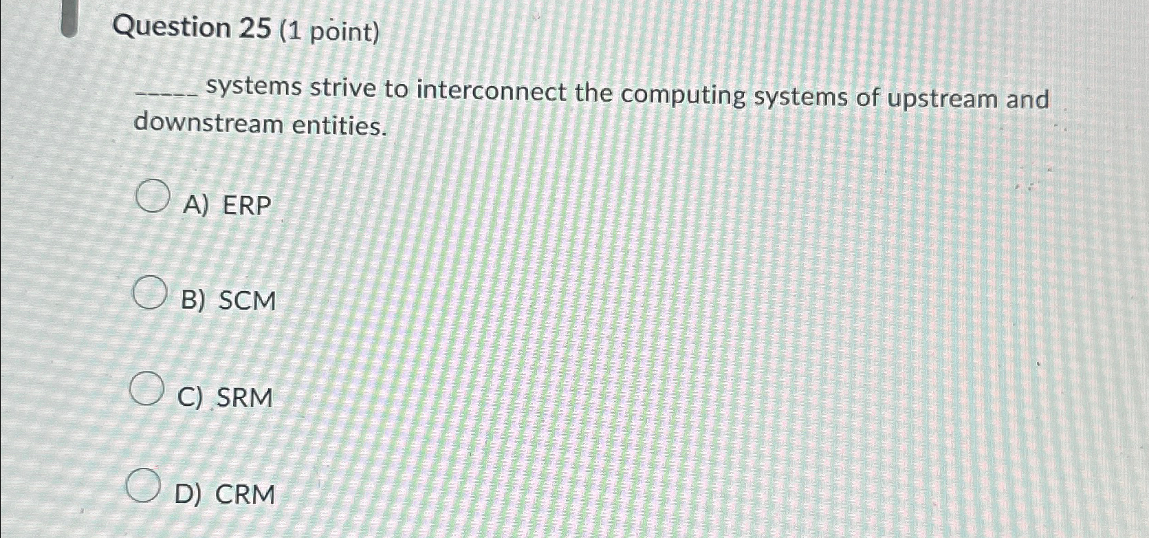 Solved Question 25 (1 ﻿point)systems strive to interconnect | Chegg.com