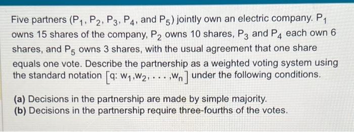 Solved Five partners (P1, P2, P3, P4, and P5) jointly own an | Chegg.com
