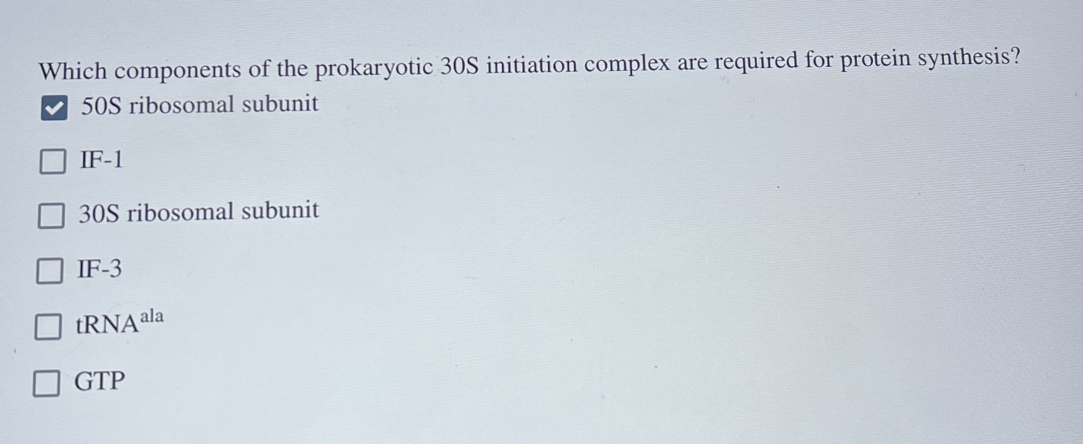 Solved Which components of the prokaryotic 30S initiation | Chegg.com