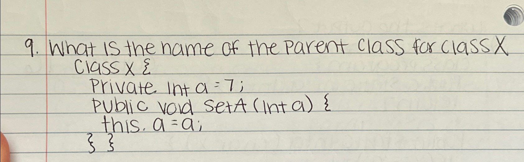 Solved What is the name of the parent class fot class x What | Chegg.com