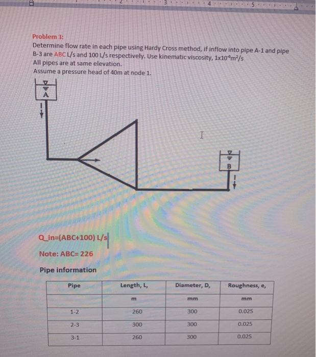 5. Problem 3: Determine flow rate in each pipe using | Chegg.com