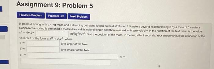 Solved Assignment 9 Problem 5 Previous Problem Problem List 1199