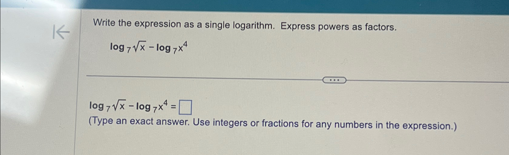 Solved Write the expression as a single logarithm. Express | Chegg.com