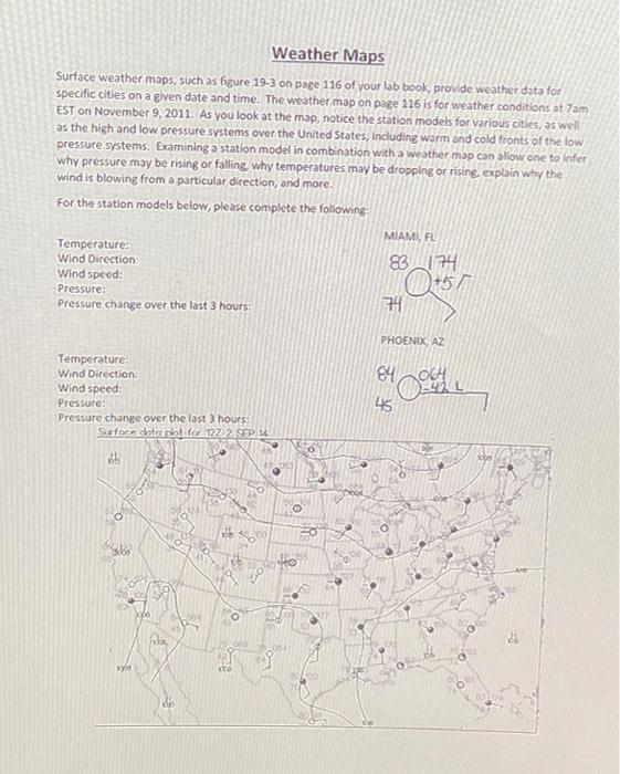 Solved Weather Maps Surface weather maps, such as figure | Chegg.com