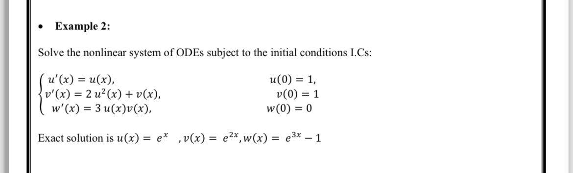 Solved Example 2:Solve the nonlinear system of ODEs subject | Chegg.com