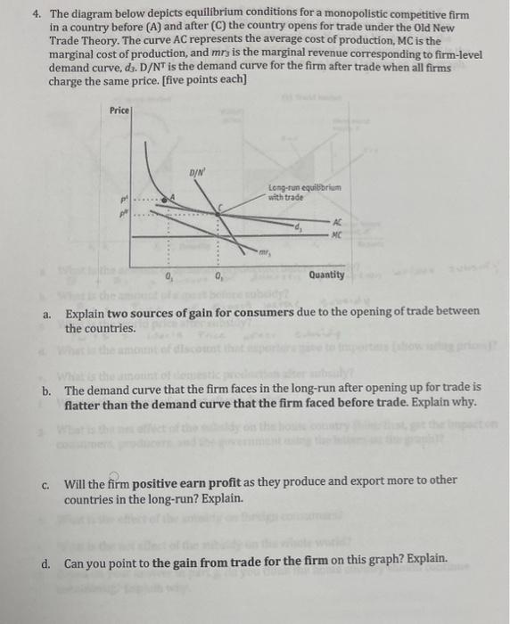 Solved 4. The diagram below depicts equilibrium conditions | Chegg.com