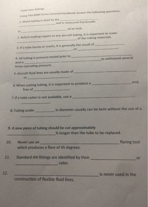 Solved Fluid Lines Fittings Using FAA 8080 Series General | Chegg.com