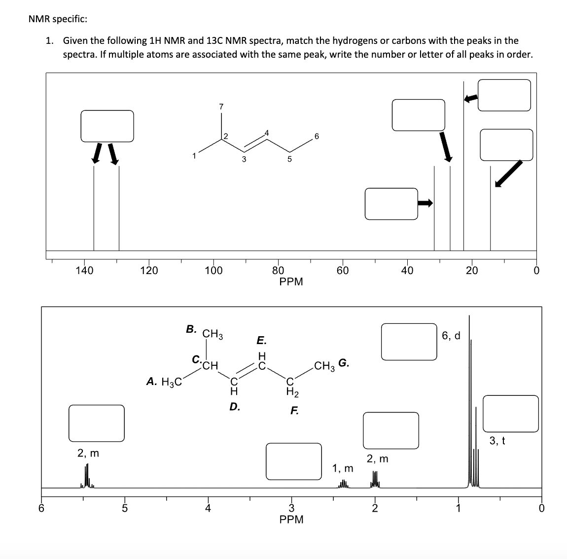 Solved NMR specific: 1. ﻿Given the following 1 ﻿H NMR and | Chegg.com