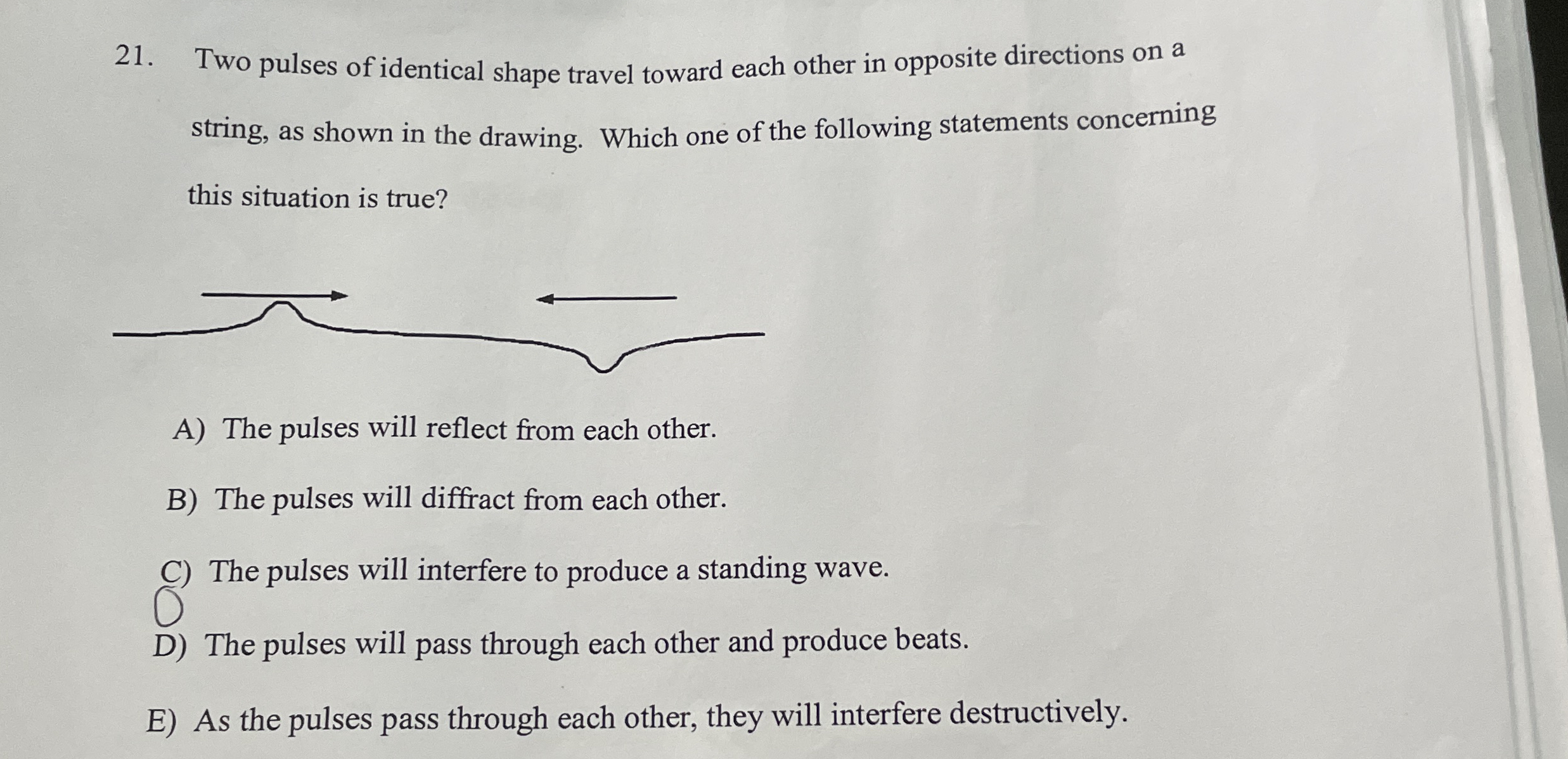 Solved by an EXPERT Two pulses of identical shape travel toward each | Chegg.com