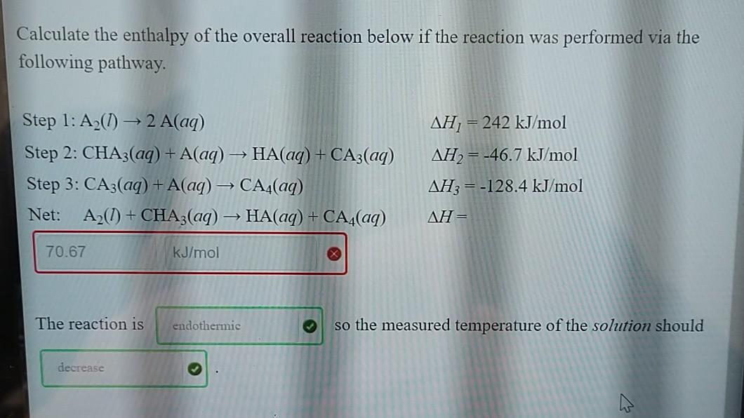 Solved Calculate the enthalpy of the overall reaction below | Chegg.com