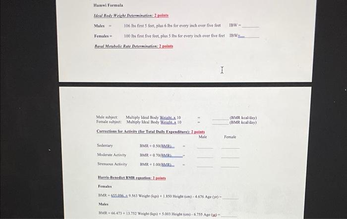 Hamwi Fermula I fral Body Heicht Determination: 2 | Chegg.com