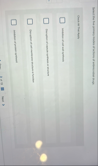 Solved Select the five primary modes of actions of | Chegg.com