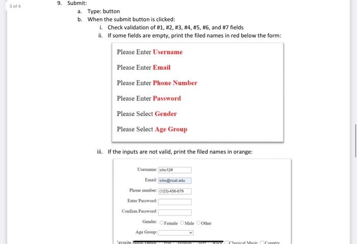 Solved 8. Music Genre a. Type: checkbox b. Pop, Hiphop, | Chegg.com