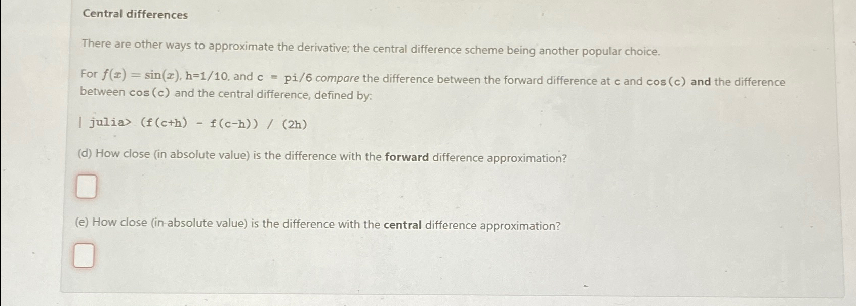 Solved Central differencesThere are other ways to | Chegg.com